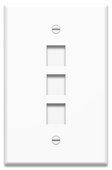 1-Gang, 3-Port Oversized Wall Plate, White | Pre-Configured Plates and ...