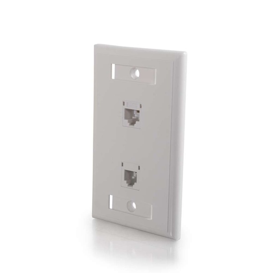 Cat5E RJ45 with Cat3 RJ12 Configured Single Gang Wall Plate - White ...