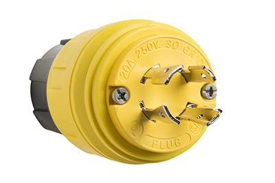 Turnlok® Watertight Locking Plug, 20A 3Φ250V, NEMA 4X/6P Rated, NEMA ...