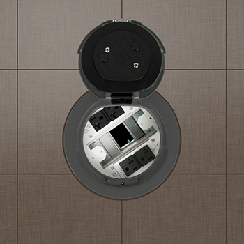 6AT Prewired Evolution™ Poke Thru Device, Flush Style Cover, Gray ...