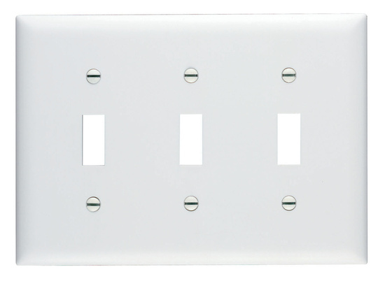 TradeMaster® 3-Gang Nylon Wall Plate, 3 Toggle Switch Openings, White ...