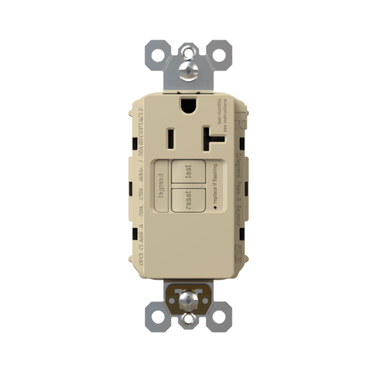 radiant 20A Tamper-Resistant Self-Test Simplex GFCI Outlet