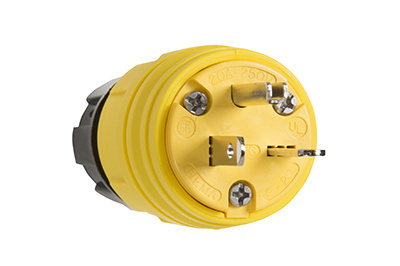 20A, 250V Watertight Straight Blade Plug, Yellow | Rubber and ...