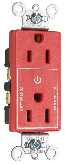 Decorator 15A Half-Controlled Plug Load Duplex Receptacle, Red ...