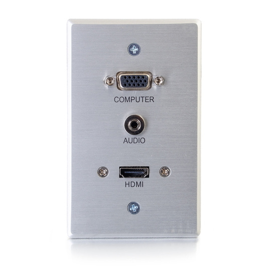 HDMI, VGA + 3.5mm Pass Through Single Gang Wall Plate - Aluminum ...