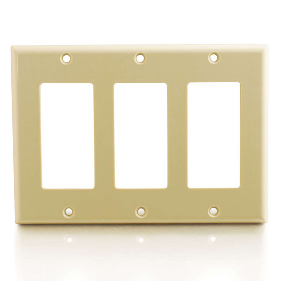 Three Cutout Triple Gang Wall Plate - Ivory