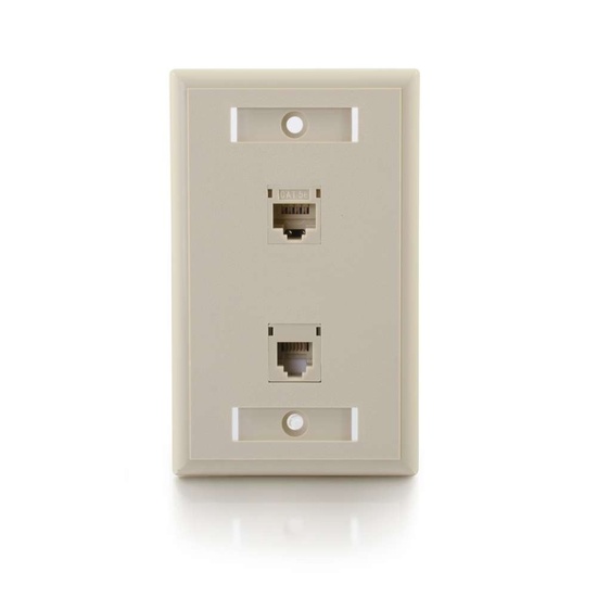 Cat5E RJ45 with Cat3 RJ12 Configured Single Gang Wall Plate - Ivory ...
