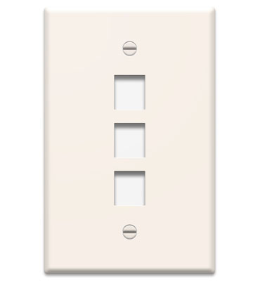1-Gang, 3-Port Wall Plate, Light Almond | Wall Plates | Wiring Devices