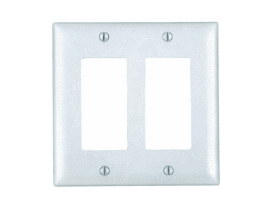 Discontinued - 2-Gang Decorator Wall Plate, White | Pre-Configured ...