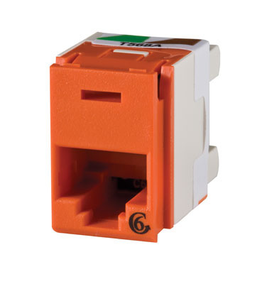 Clarity 6 panel jack, rear load, T568A/B, 180 deg, orange | Jacks and ...