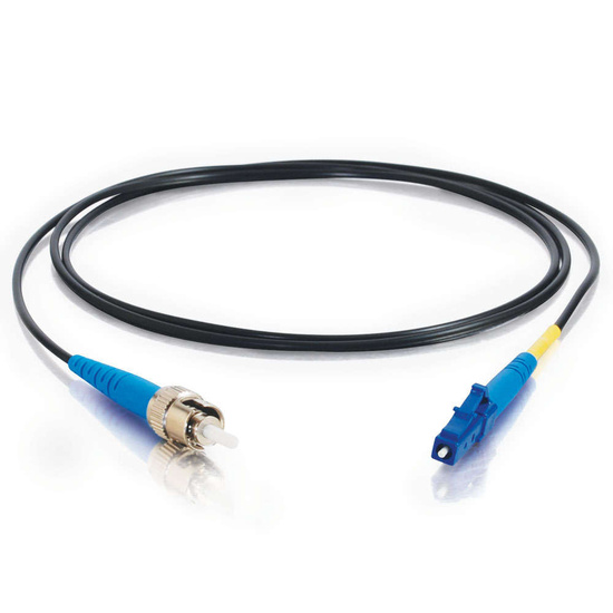 6.6ft (2m) LC-ST 9/125 OS2 Simplex Single-Mode PVC Fiber Optic Cable - Black | 9/125 Simplex ...