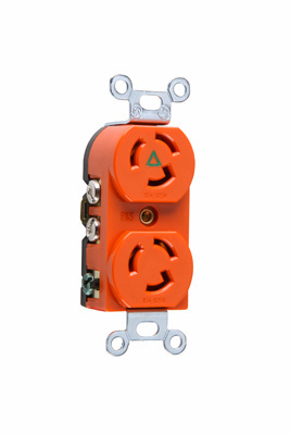 Turnlok® Duplex Receptacle 3-Wire 15A 125V Isolated Ground, Orange ...