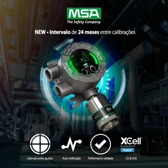 Sensores XCell® TruCal® com intervalo entre calibrações/ajuste de 24 meses