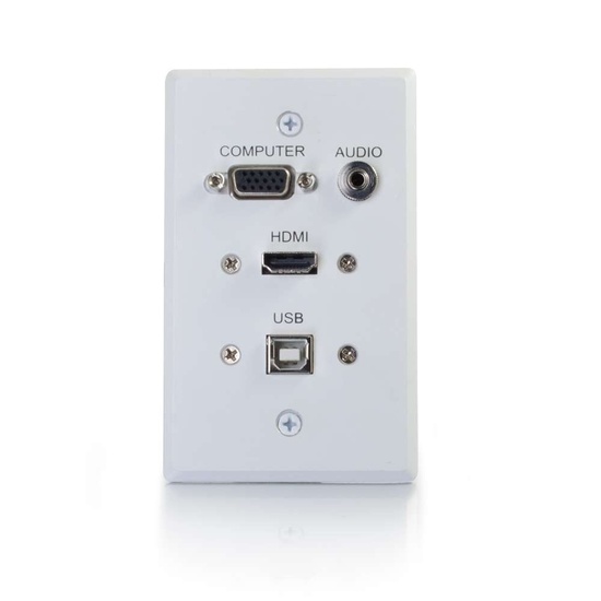 HDMI, VGA, 3.5mm Audio and USB Pass Through Single Gang Wall Plate ...