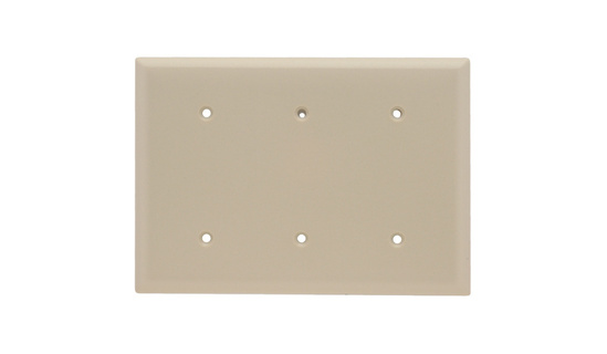 3-Gang Thermoset Wall Plate, Blank, Strap Mounted, Ivory | Wall Plates ...
