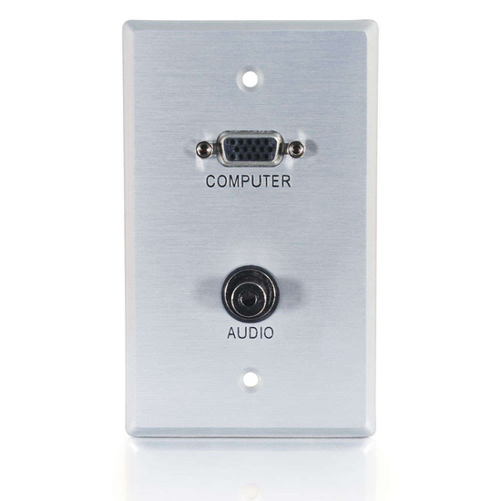 VGA and 3.5mm Audio Pass Through Single Gang Wall Plate - Brushed ...