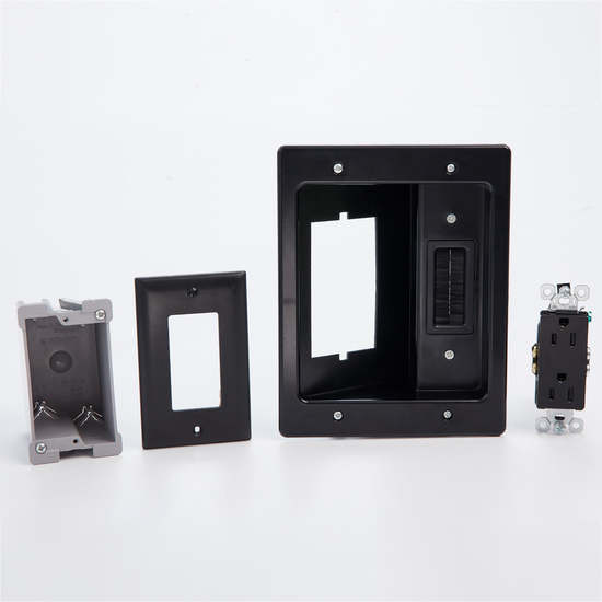 In-Wall TV Connection Kit Black | Cable Access Wall Plates | Home ...