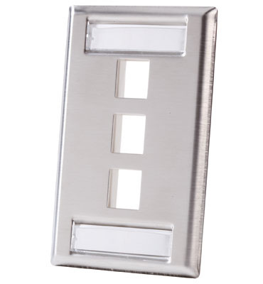 Single gang stainless steel faceplate - holds three Keystone jacks or ...