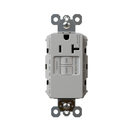 radiant 20A Tamper-Resistant Self-Test Simplex GFCI Outlet