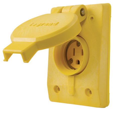 15A/10A, 125/250V Watertight Straight Blade, Single Receptacle, Yellow ...