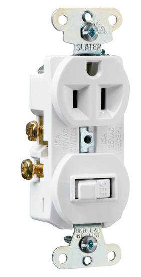 15A 120 125V Combination Single Pole Switch and Single Receptacle