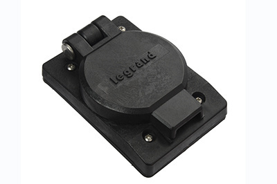 15A, 125V Watertight Straight Blade, Single Receptacle, Black | Rubber ...