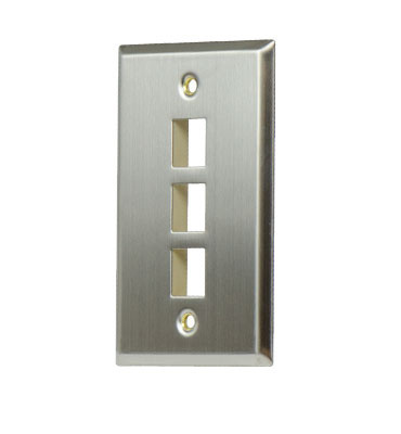 Discontinued - 1-Gang, 3-Port Wall Plate, Stainless Steel | Wall Plates ...