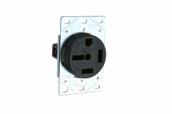 50A 250V 15-50R Straight Blade Single Flush Receptacle, 3-Pole, 4-Wire ...