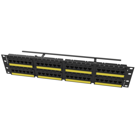 Category 6A TechChoice Flat Patch Panel 48 Port 2RU Black | Patch ...