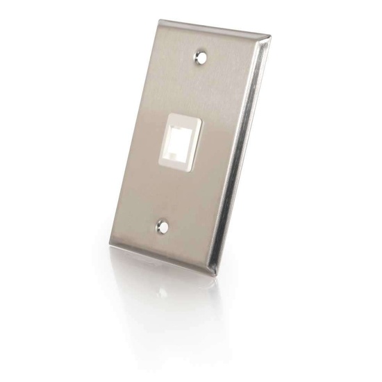 One Port Keystone Single Gang Wall Plate - Stainless Steel (TAA ...