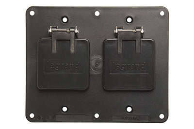 2-Gang Flip Lid 2-1.56 Diameter Openings Cover Plate, Black | Rubber ...