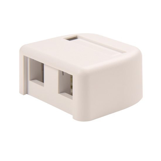 Surface mount box - with label field - White holds two Keystone jacks ...