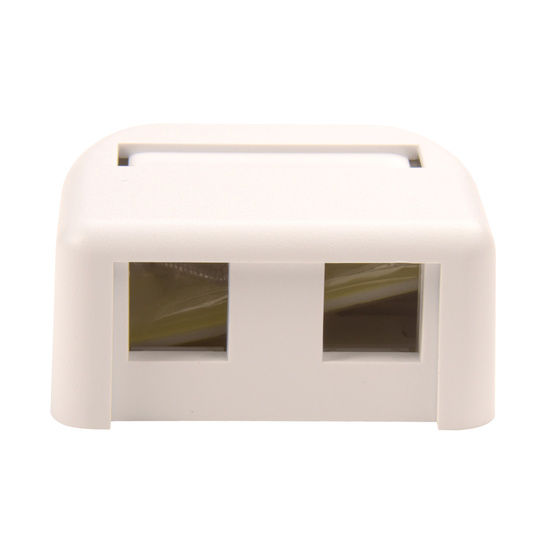 Surface mount box - with label field - White holds two Keystone jacks ...