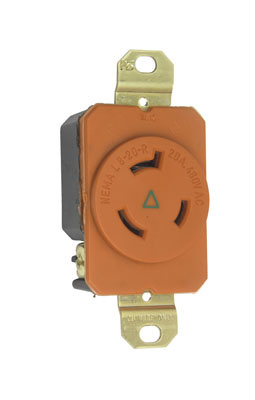 20A NEMA L820 Single Receptacle, Orange, Isolated Ground | Turnlok ...
