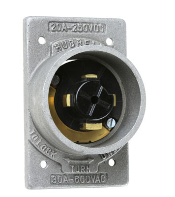 30A Power Interrupting Flanged Inlet, Die Cast for FS and FD Box ...