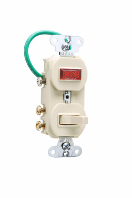 Grounding Three-Way Combination Switch and Pilot Light, Ivory ...