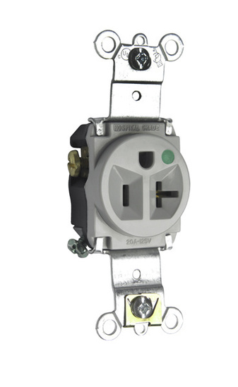 Heavy Duty Hospital Grade Single Receptacles Back and Side Wire 20A 125V