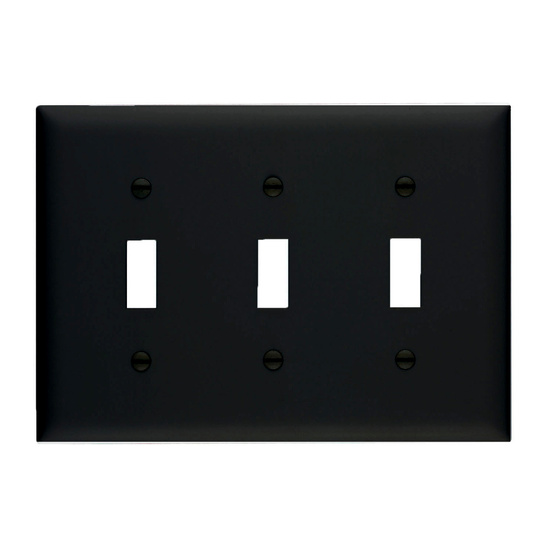 TradeMaster® 3-Gang Nylon Wall Plate, 3 Toggle Switch Openings, Black ...